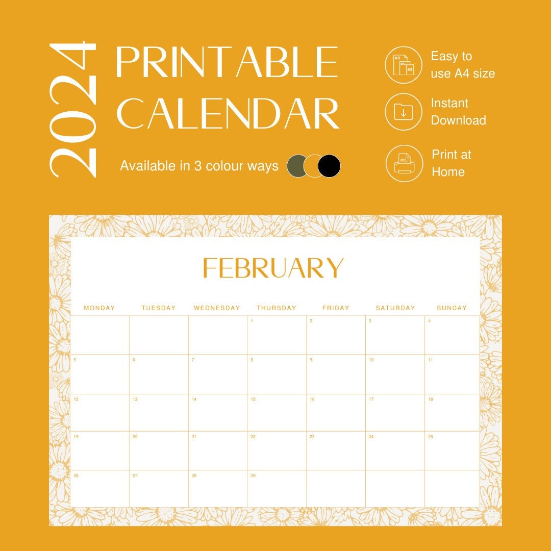 2024 Downloadable Calendar Printable Calendar 2024 Monthly Planner 2024 ...