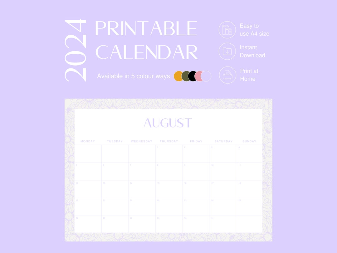 2024 Downloadable Calendar Printable Calendar 2024 Monthly Planner 2024 ...