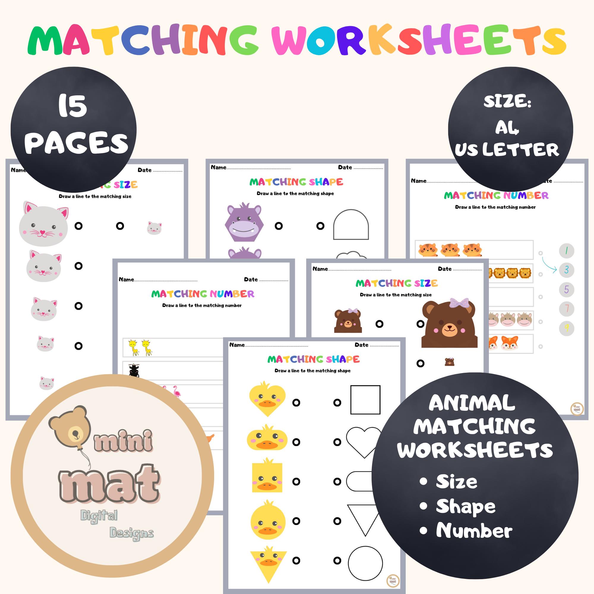 Animal Math Worksheets: Kindergarten Numbers, Shapes & Sizes (PDF ...