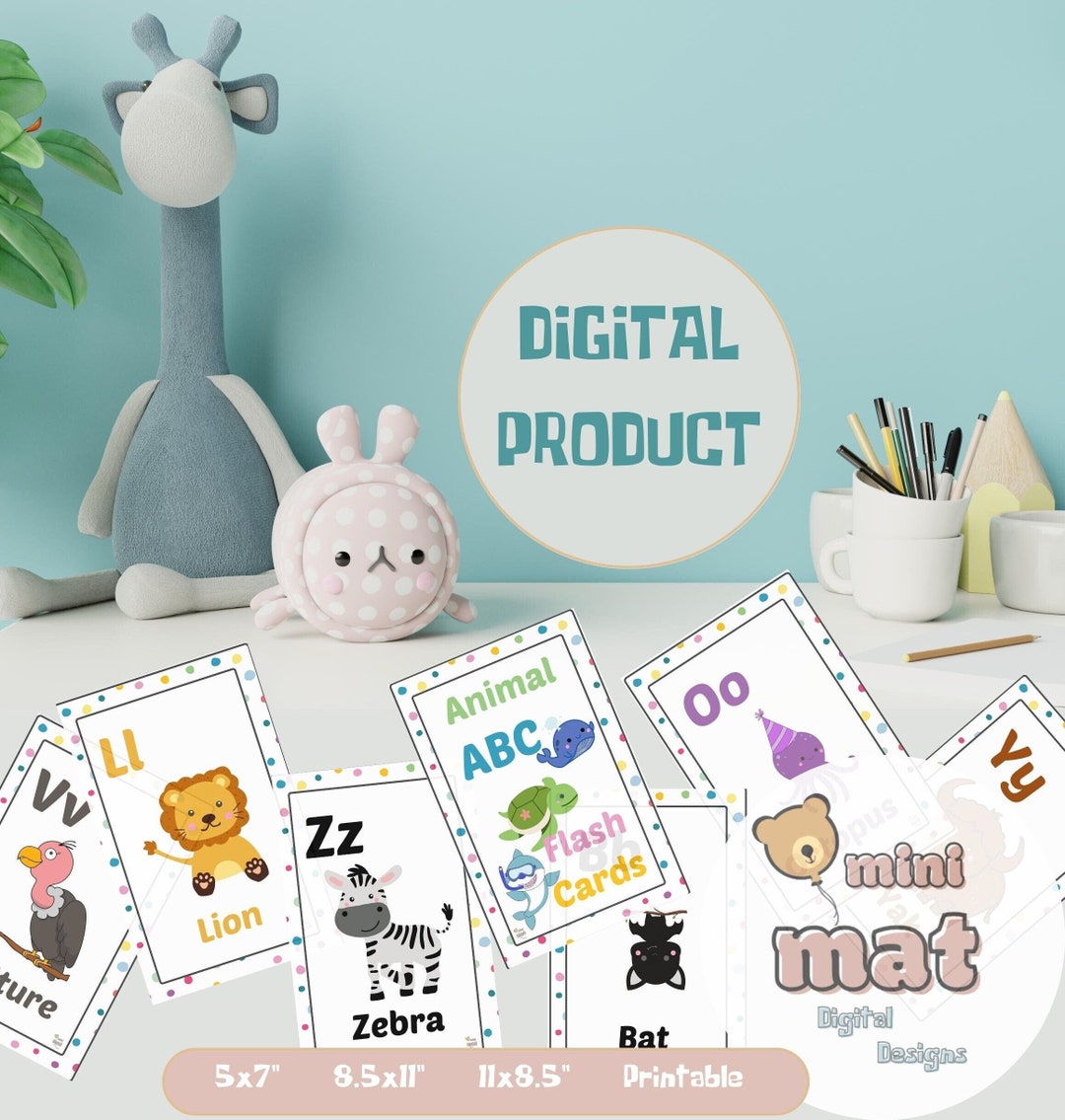 Animals Flash Cards, Animals for Preschool, Learning Cards, Toddler ...