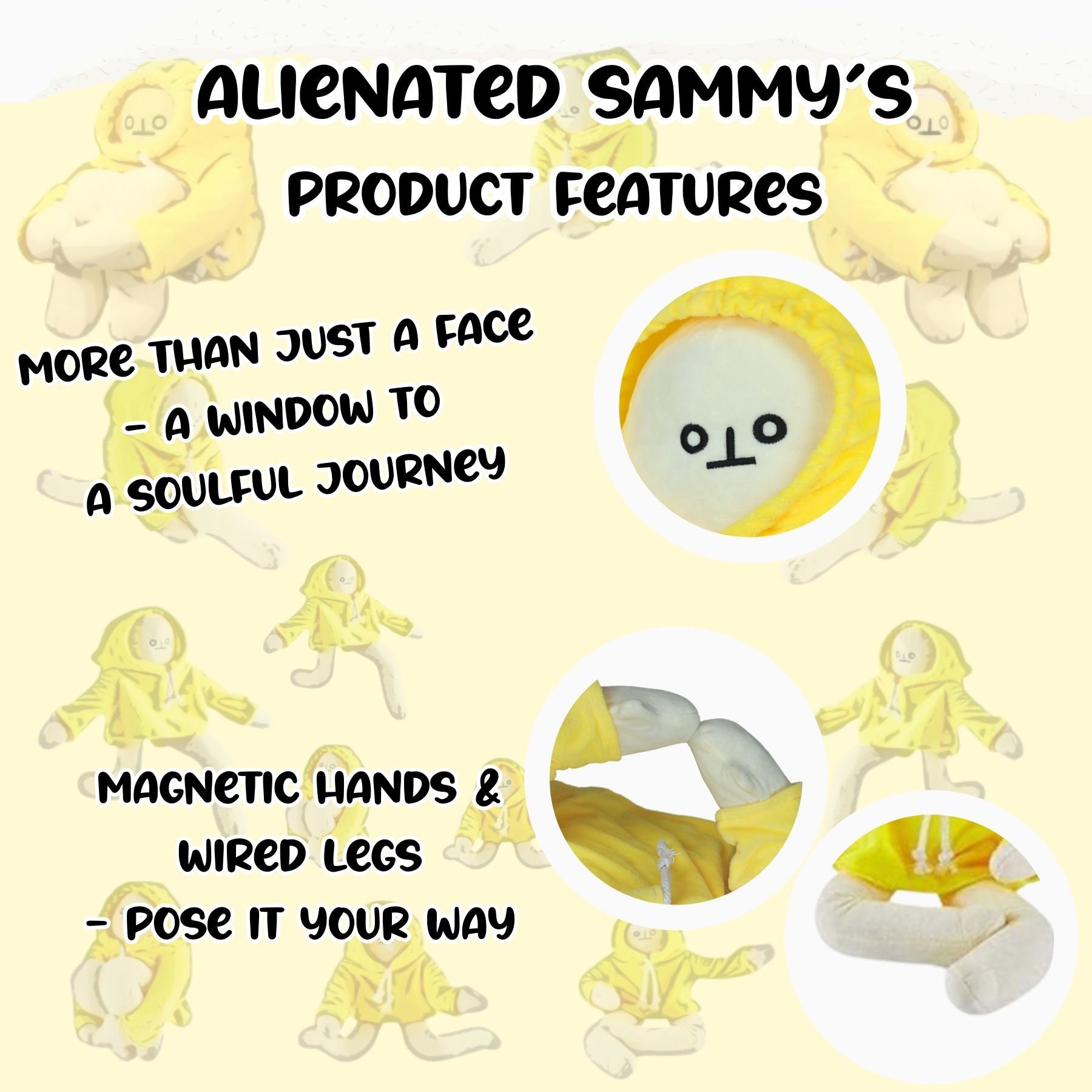 Shocked Sammy Stuffed Action Figure Plush, Funny Posable Decompression ...