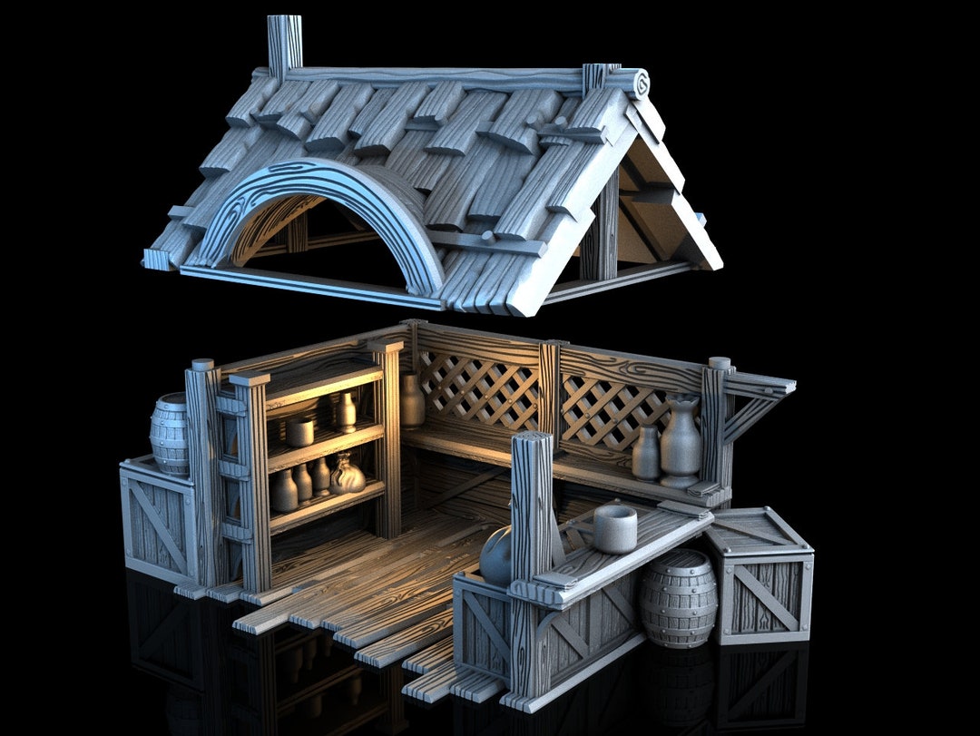 Market Stall 3D Printed Dnd Miniature Terrain for Wargaming Medieval ...