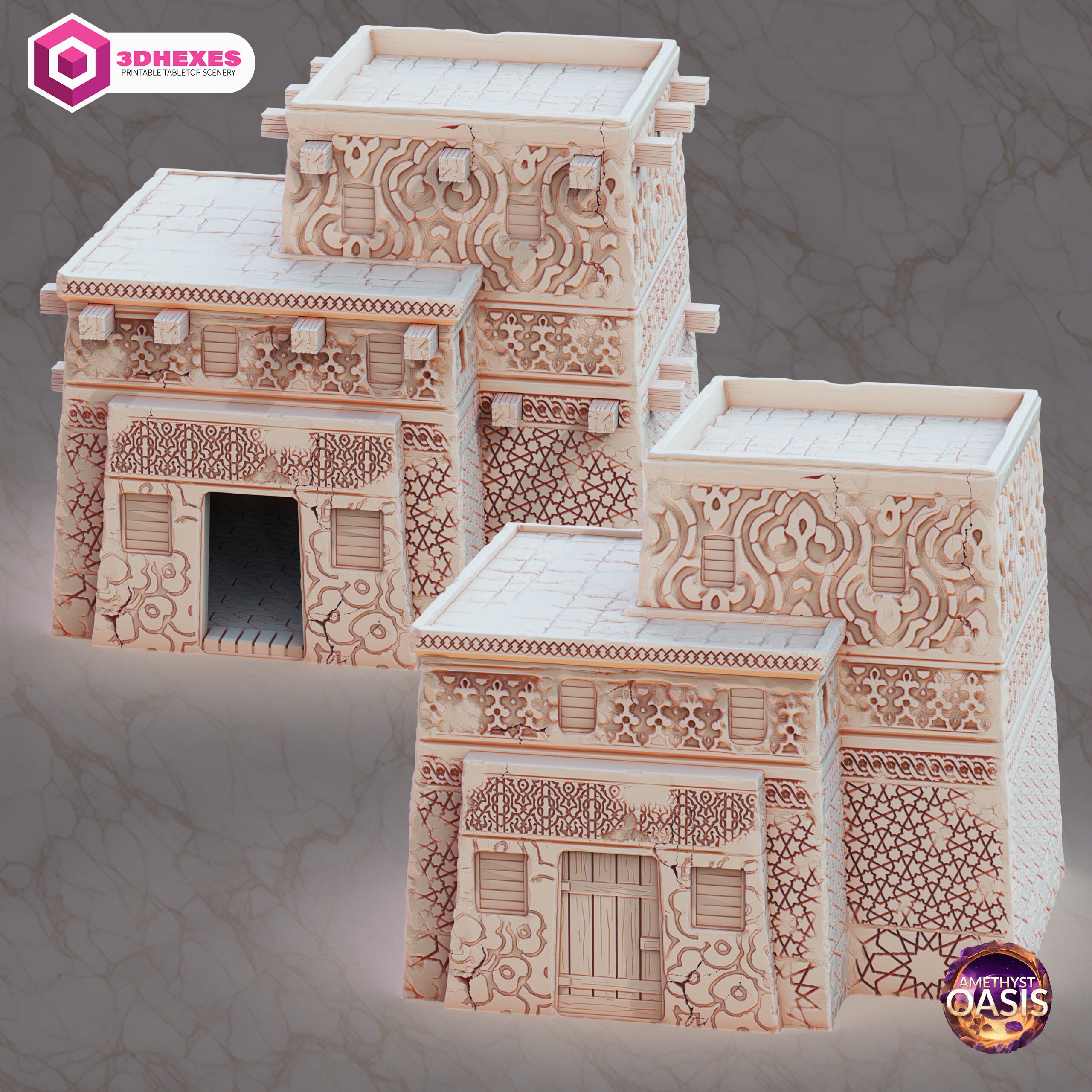 Oasis Houses of Echoes and Amethyst of Oasis 3D Print Egyptian Dessert ...