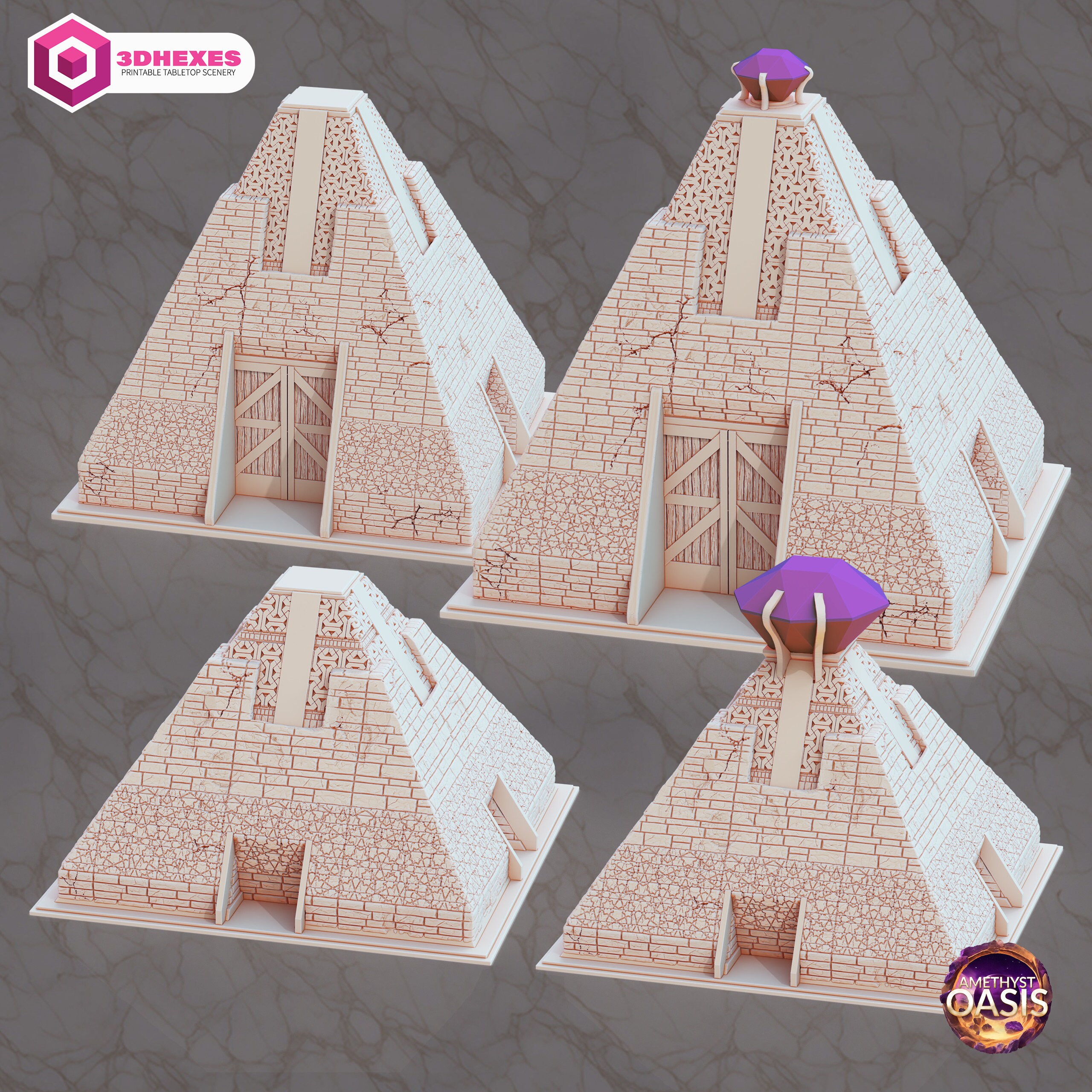 Pyramids & Shrines of Echoes and Amethyst of Oasis 3D Print Egyptian ...