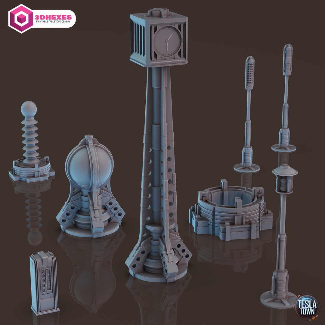 Steampunk Electrical Devices 3D Print Tesla Town by 3dhexes Dnd ...