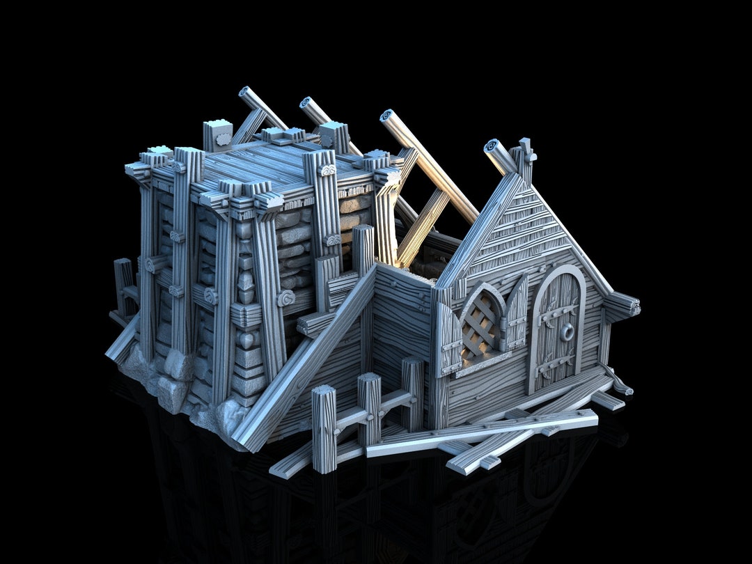Ruined House 3D Printed Dnd Miniature Terrain for Wargaming Medieval ...