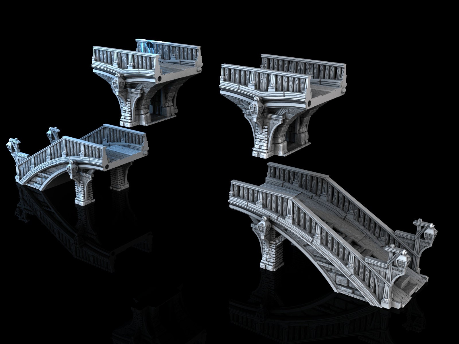 Extended Bridge 3D Printed Dnd Miniature Terrain for Wargaming Medieval ...
