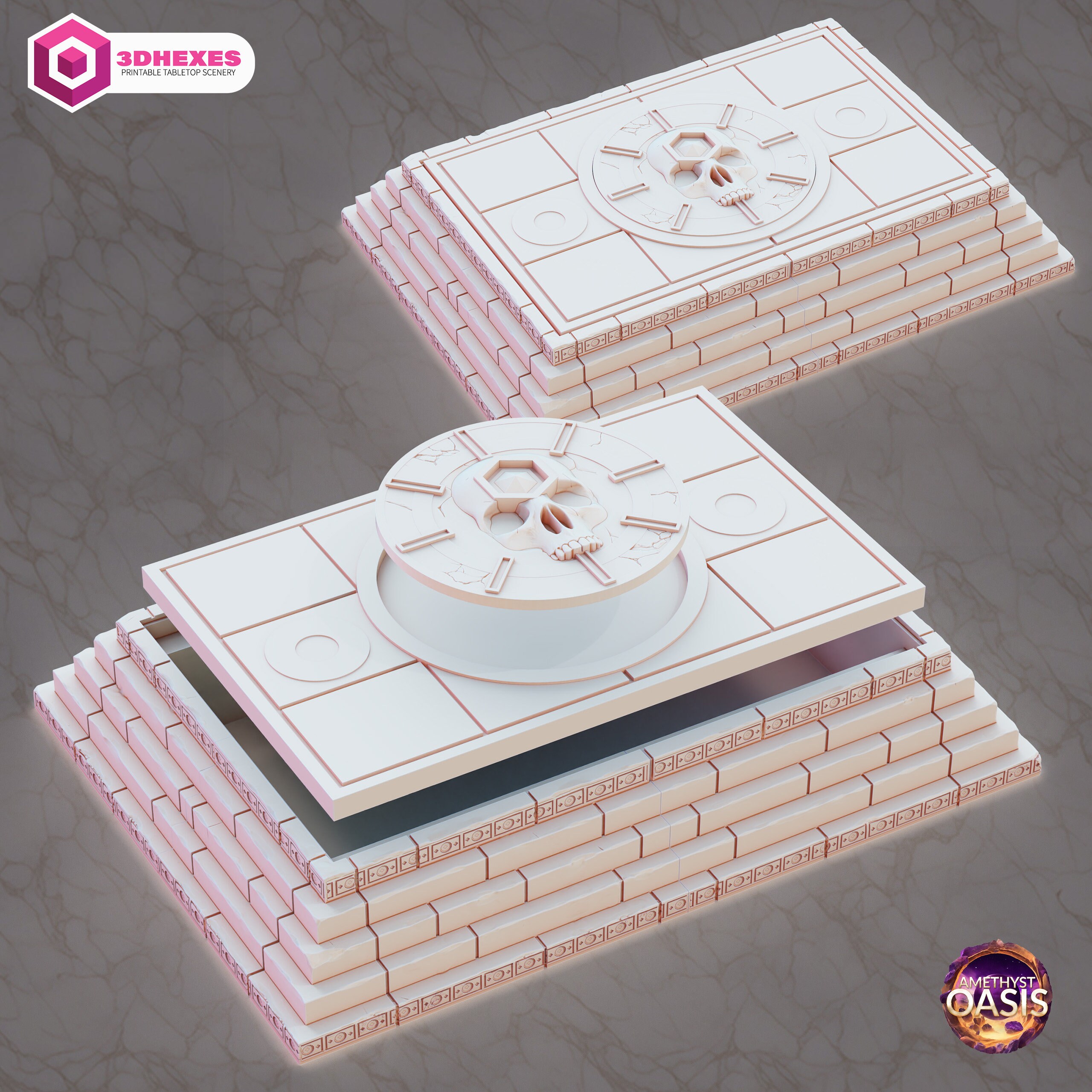Large Temple Echoes and Amethyst of Oasis 3D Print Egyptian Dessert ...