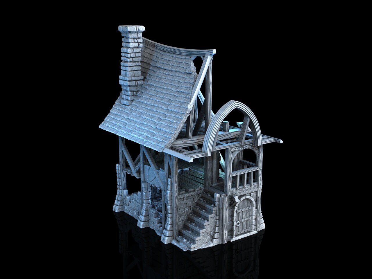 Beetroot House Ruins 3D Printed Dnd Miniature Terrain for Wargaming ...