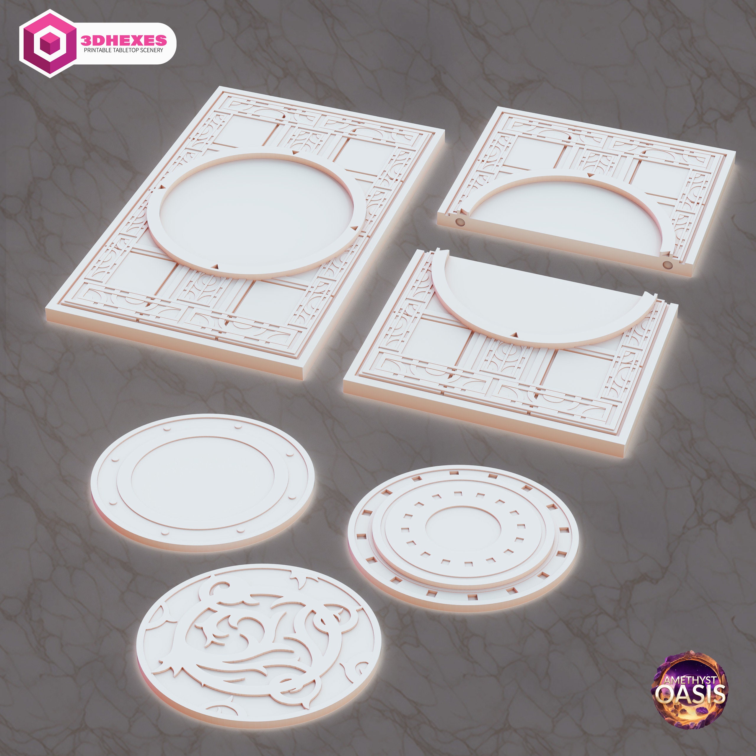 Large Temple Echoes and Amethyst of Oasis 3D Print Egyptian Dessert ...