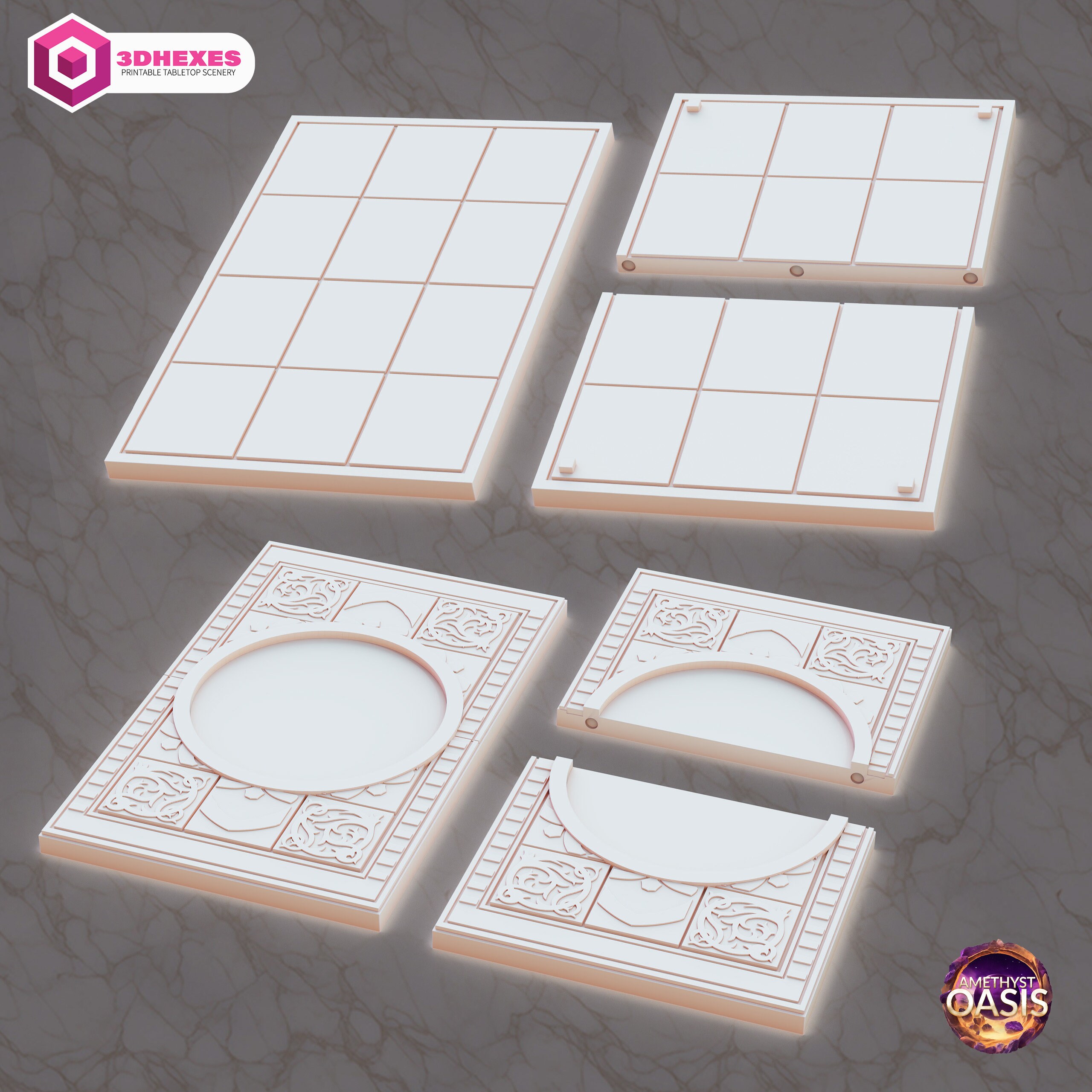 Large Temple Echoes and Amethyst of Oasis 3D Print Egyptian Dessert ...