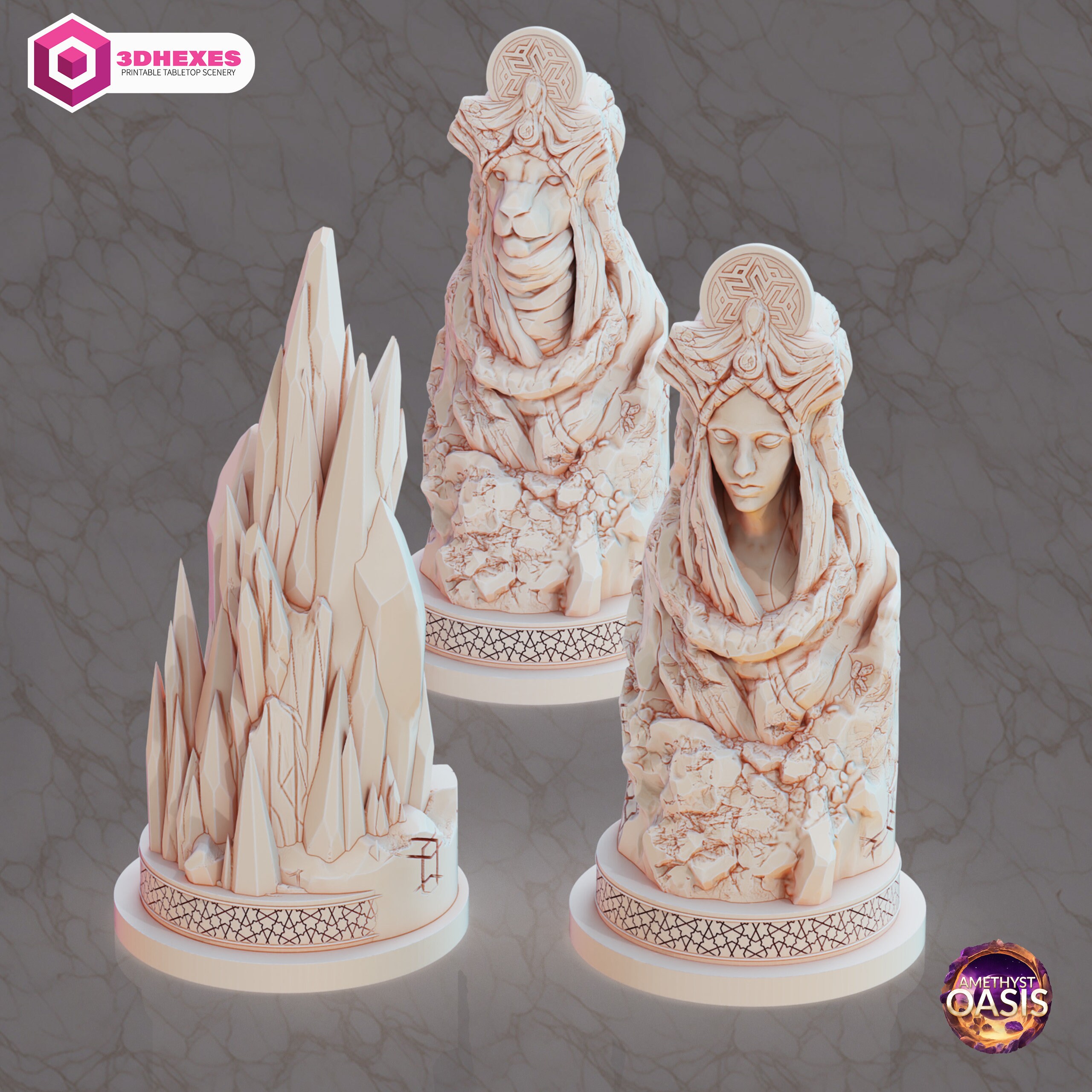 Statues, Obelisks & Columns of Echoes and Amethyst of Oasis 3D Print ...