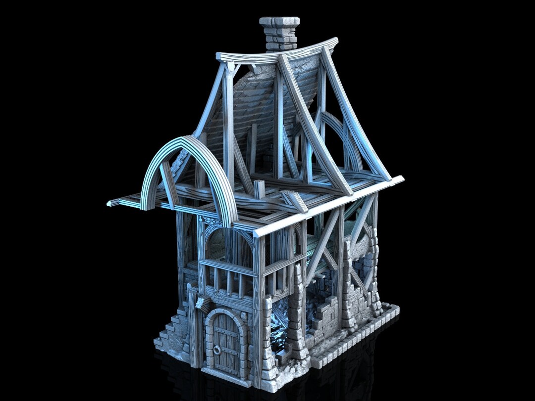 Beetroot House Ruins 3D Printed Dnd Miniature Terrain for Wargaming ...