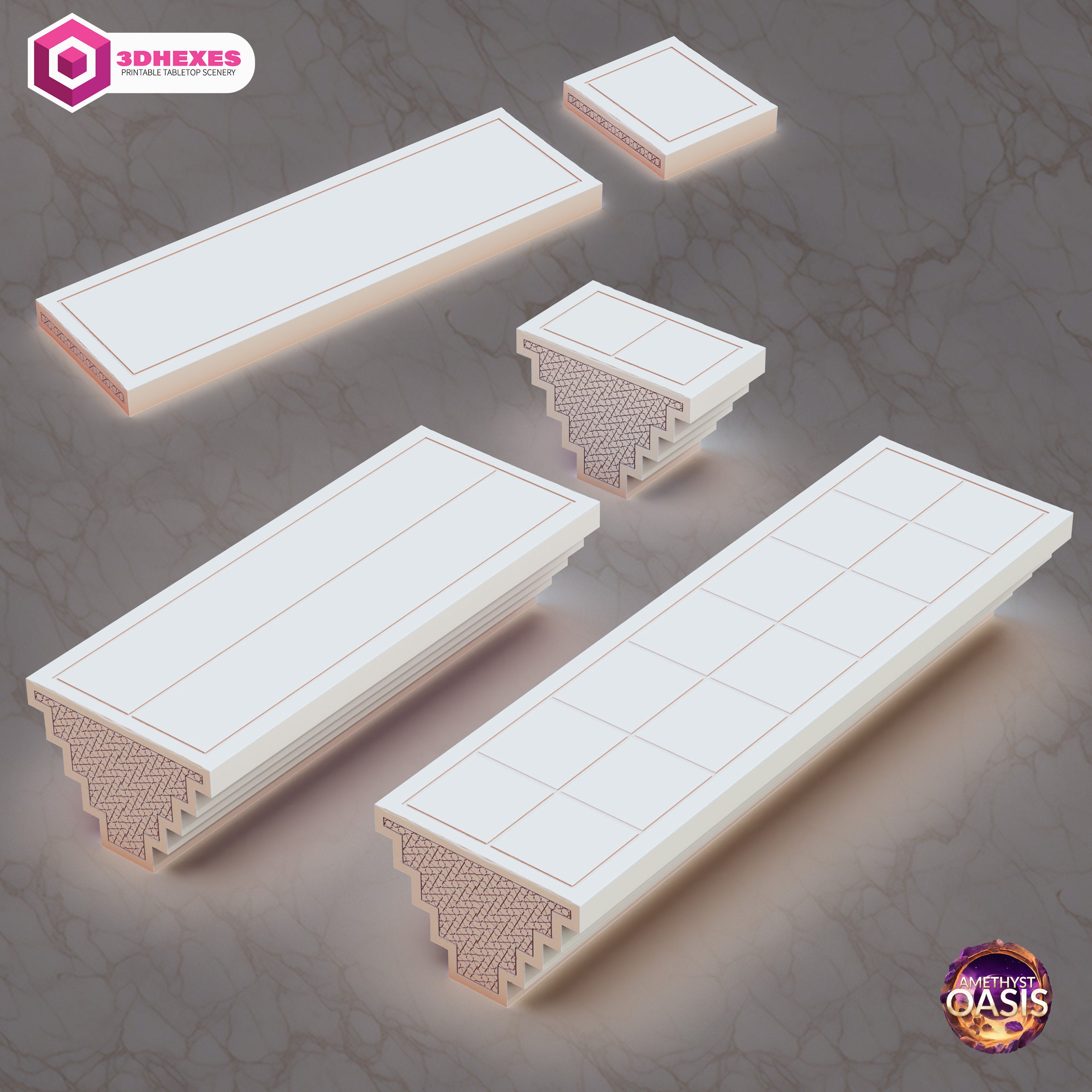 Large Temple Echoes and Amethyst of Oasis 3D Print Egyptian Dessert ...