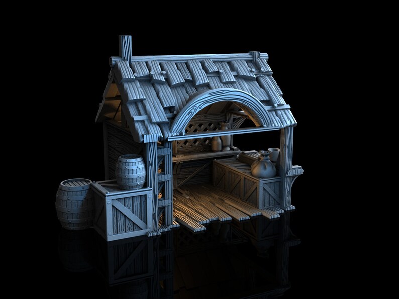 Market Stall 3D Printed Dnd Miniature Terrain for Wargaming Medieval ...
