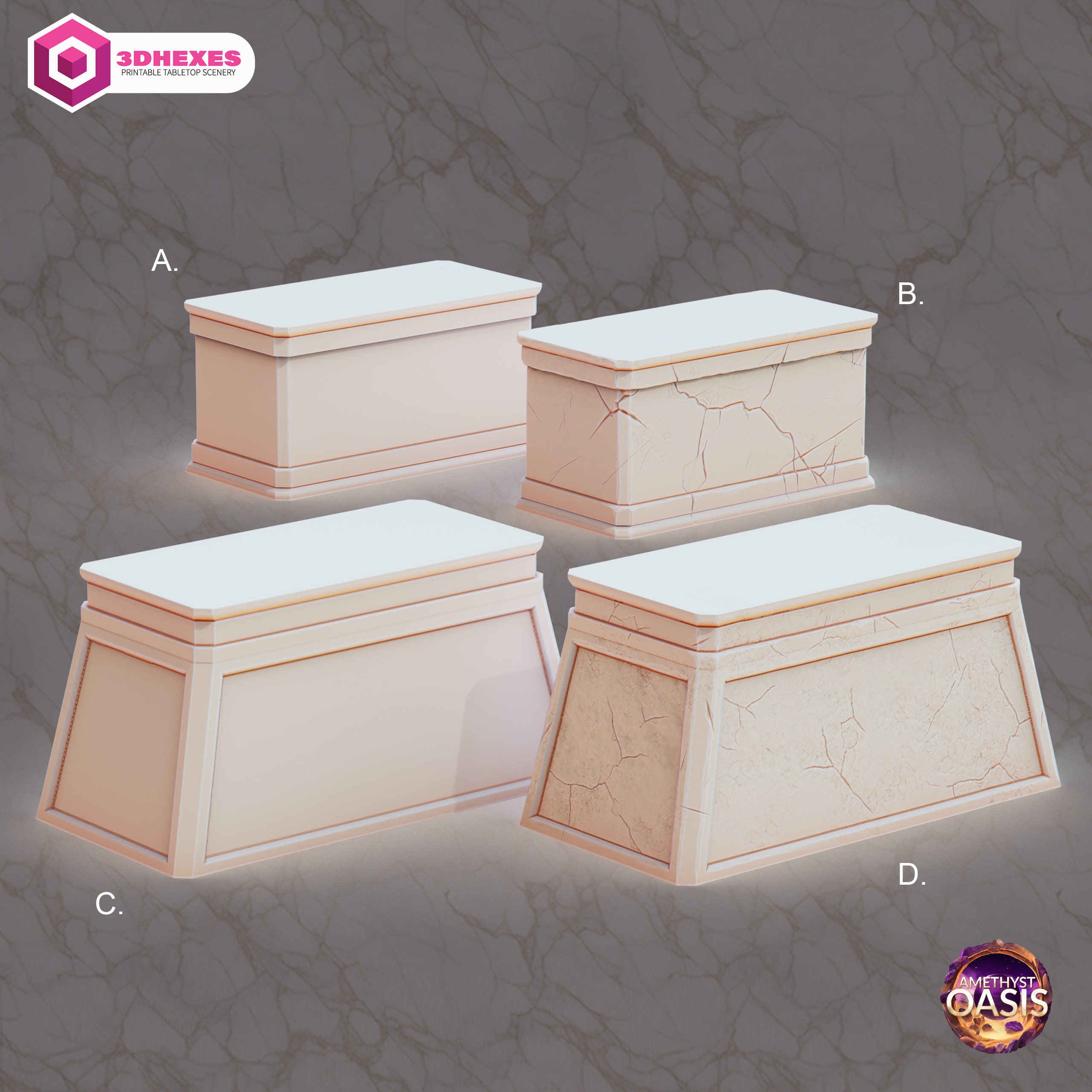 Statues, Obelisks & Columns of Echoes and Amethyst of Oasis 3D Print ...
