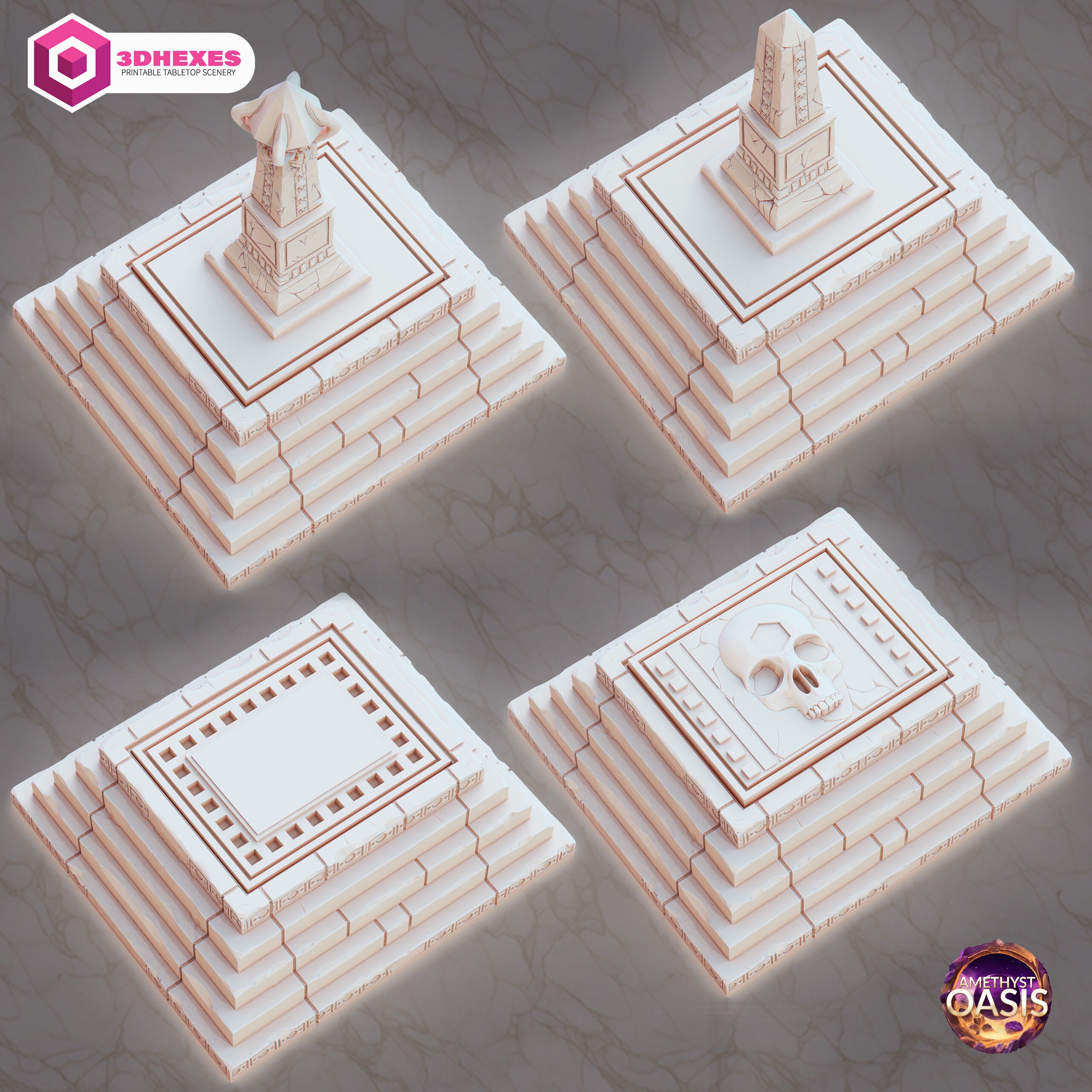 Small Temple Echoes and Amethyst of Oasis 3D Print Egyptian Dessert ...