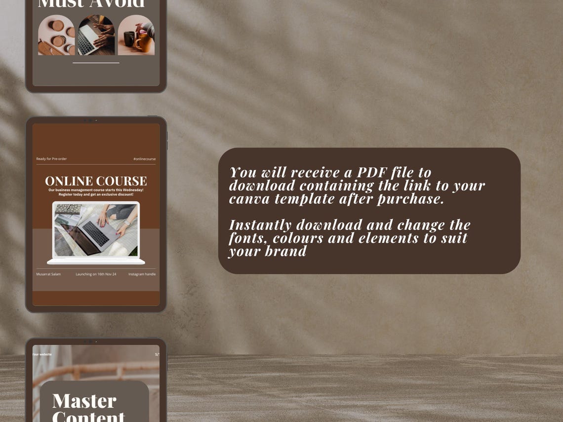 Instagram Carousel Templates: Dark Brown Canva Layouts (digital ...