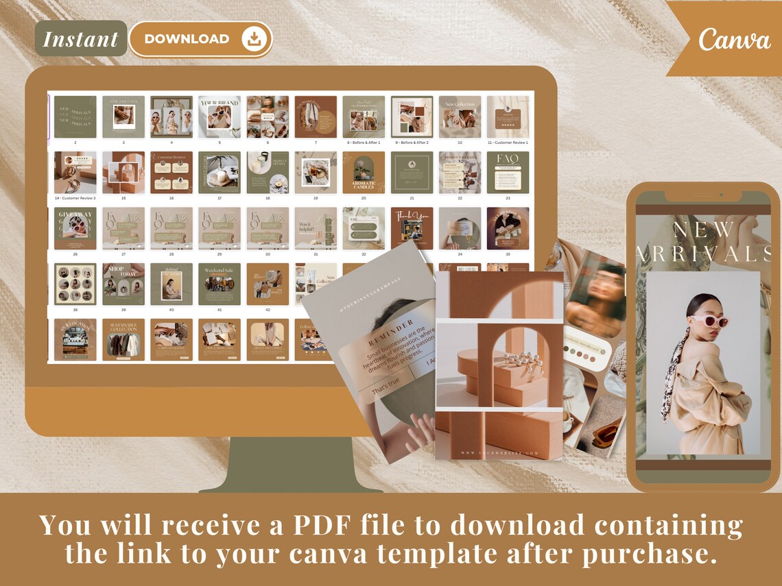 100 Earthy & Boho Instagram Templates for Small Businesses | Product ...