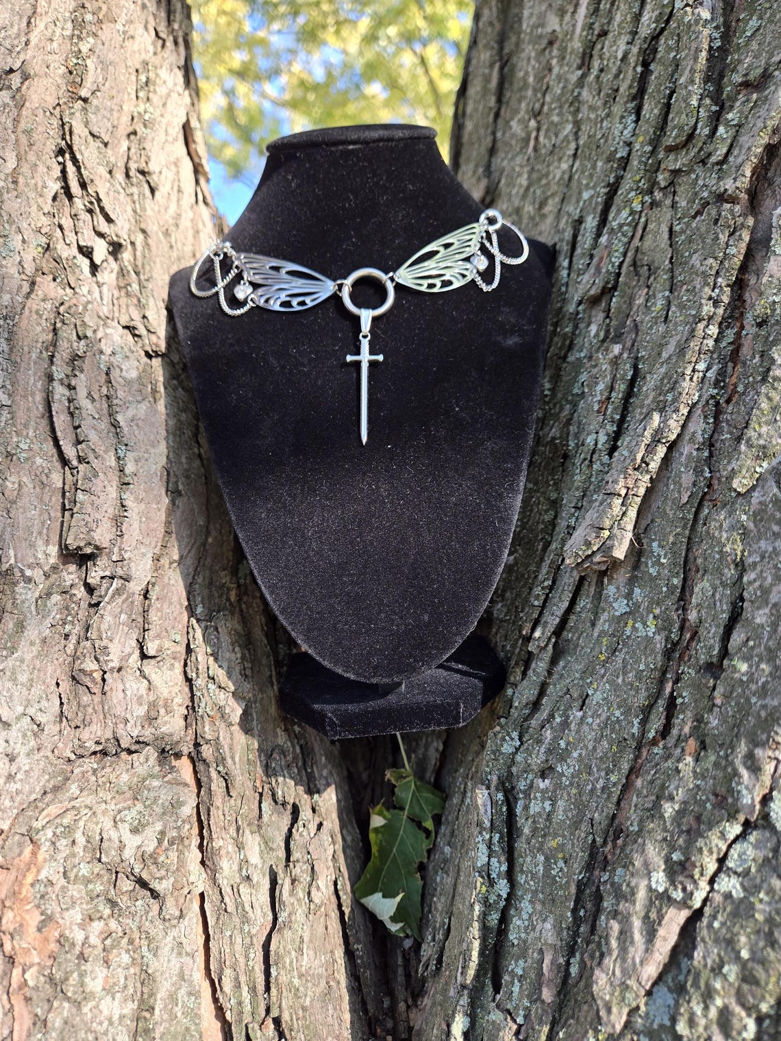 Stainless Steel Sword Butterfly Wing Layered Tiered Chain and Charm ...