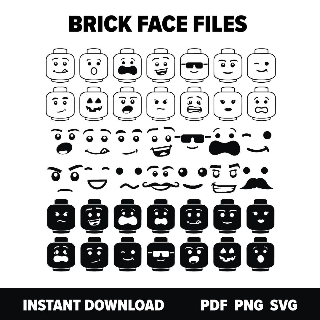 140 Brick Faces Svg Bundle Kids Toys Building Blocks Svg Brick ...