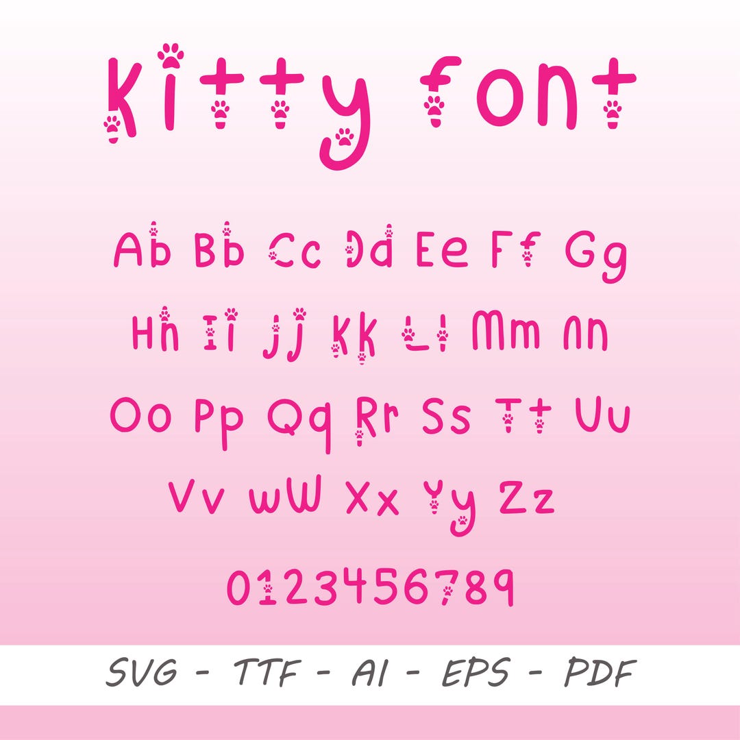 Kittie Font TTF, Kittie Font Svg, Kittie Letters SVG File for Cricut ...