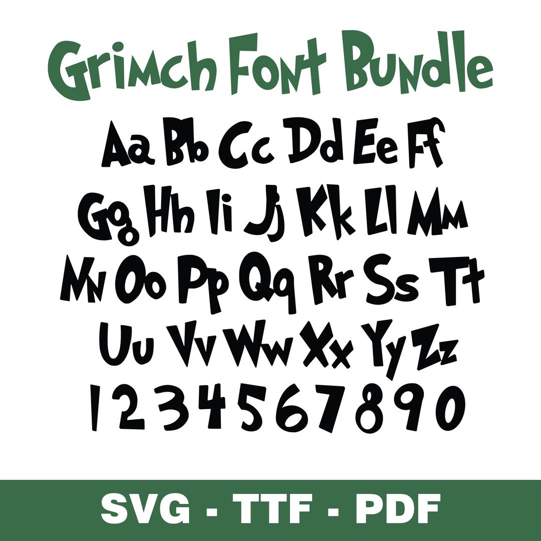 Green Font Svg Bundle, Green Character Font, Christmas Alphabet ...