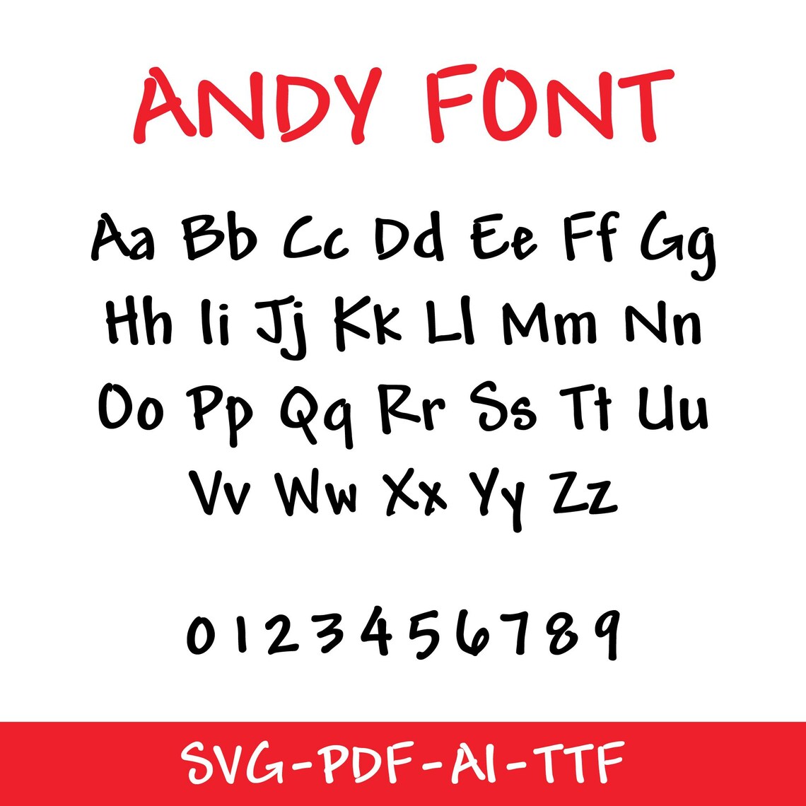 ANDY FONT SVG, Digital Download, Font Svg, Andy Svg, Alphabet Svg, Toy ...