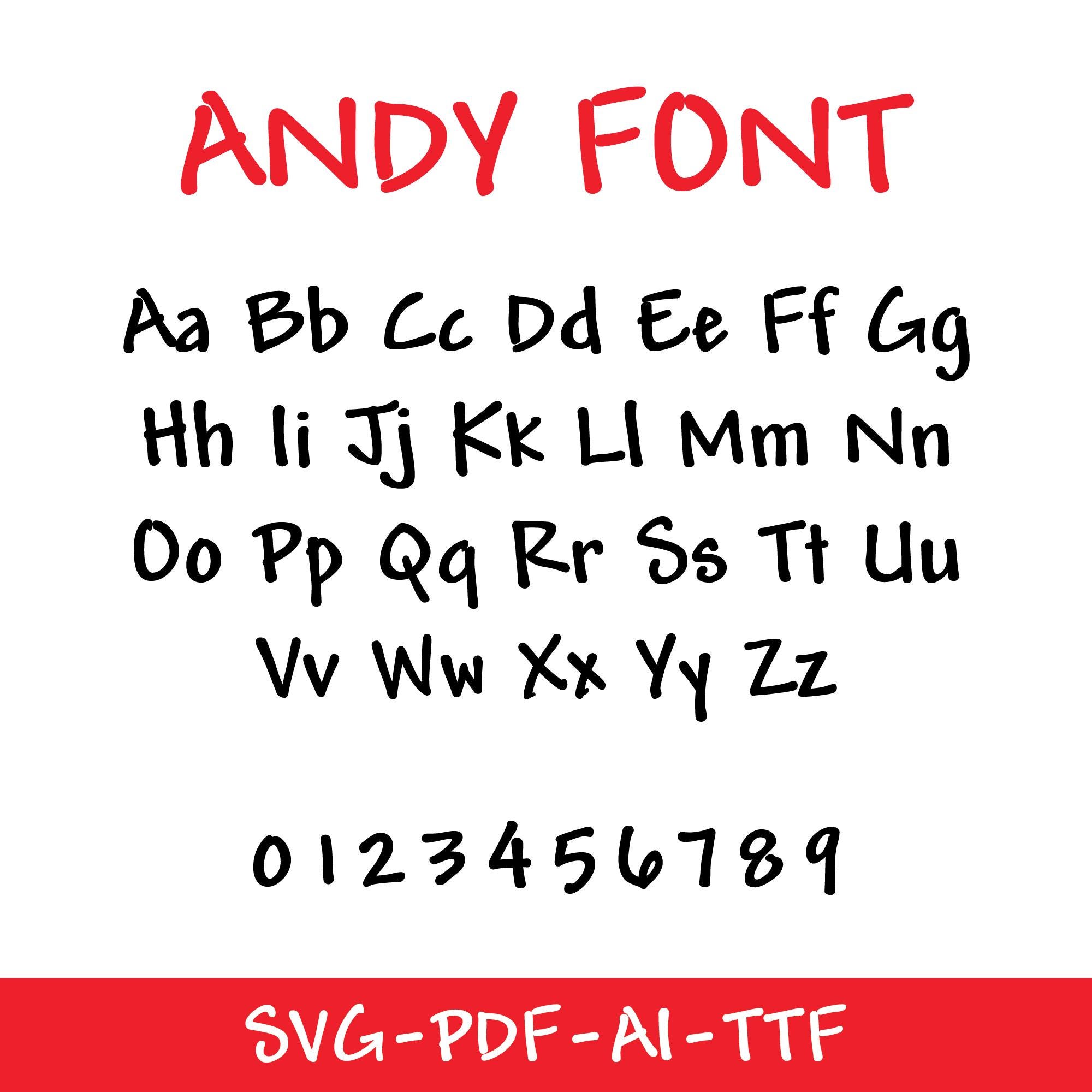 ANDY FONT SVG, Digital Download, Font Svg, Andy Svg, Alphabet Svg, Toy ...