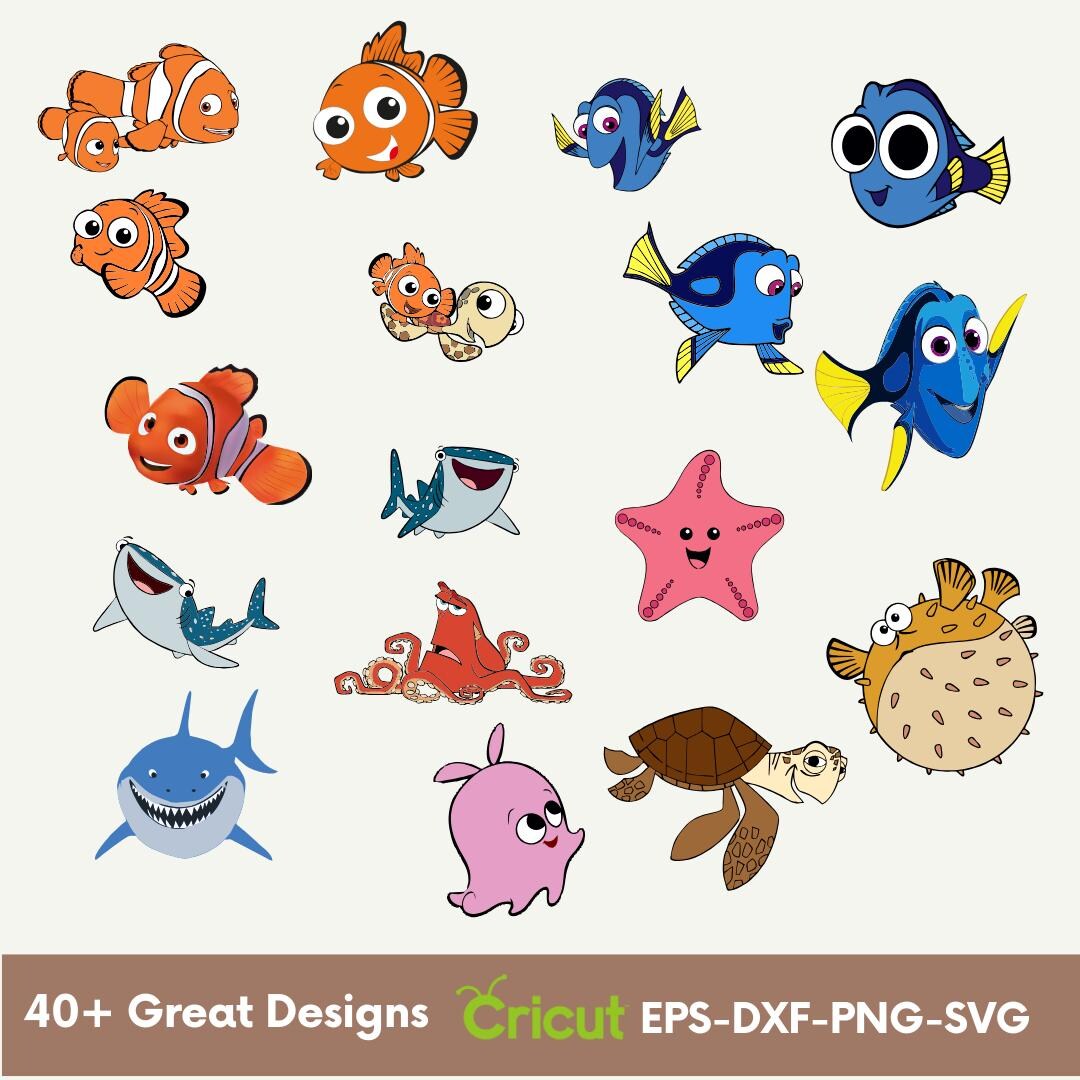 Finding Nemo SVG Bundle, Cute Ocean Fish Clipart, Finding Nemo Birthday ...