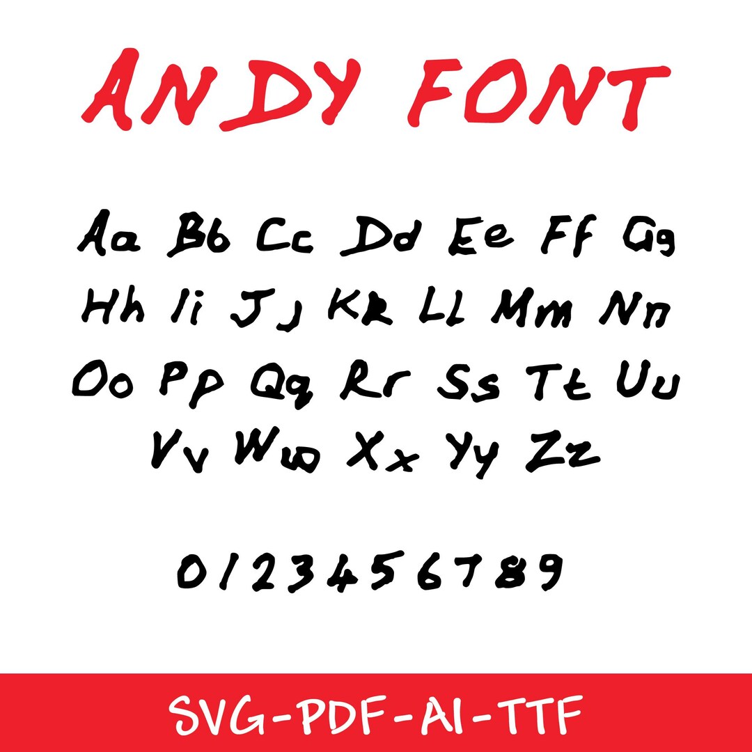 ANDY FONT SVG, Digital Download, Font Svg, Andy Svg, Alphabet Svg, Toy ...