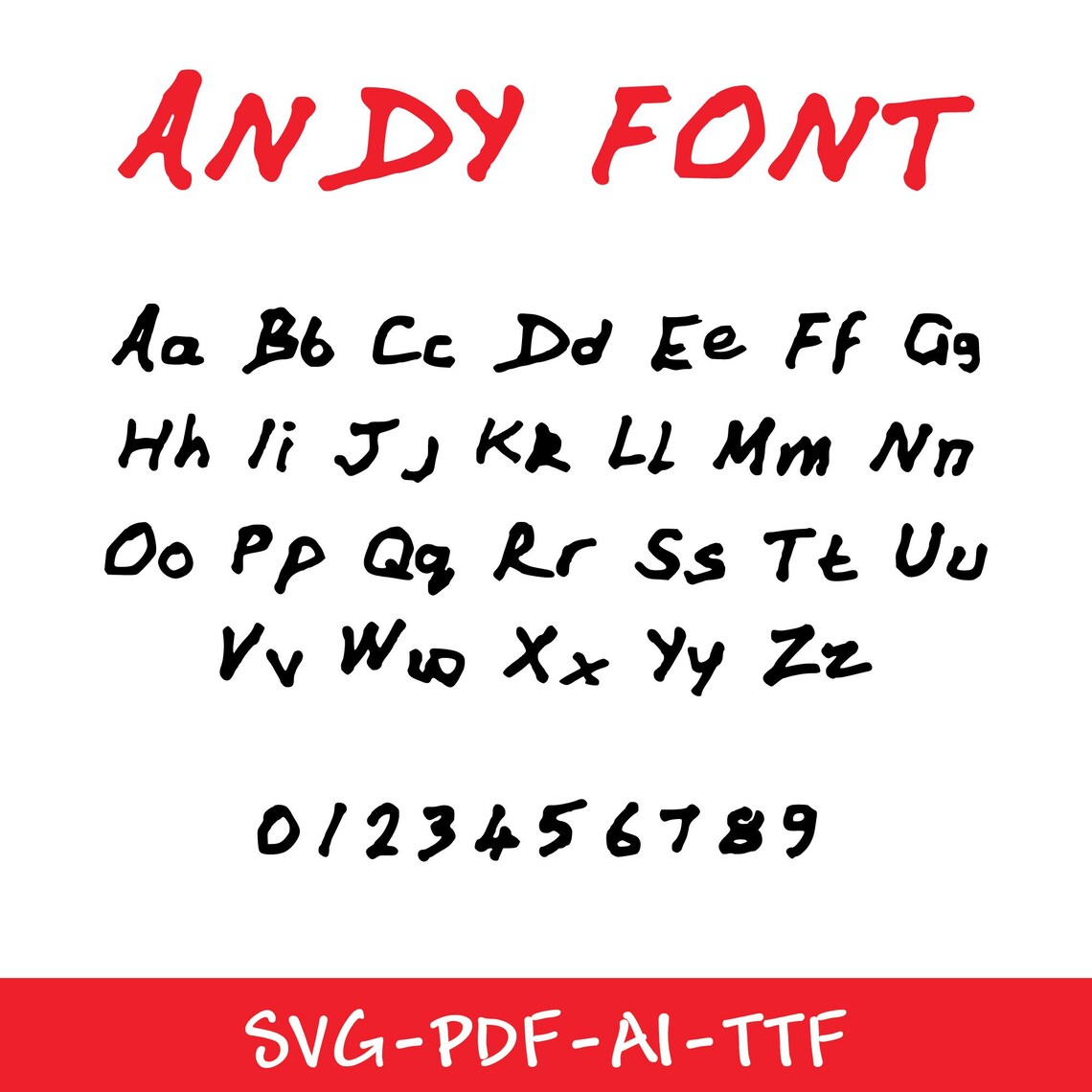 ANDY FONT SVG, Digital Download, Font Svg, Andy Svg, Alphabet Svg, Toy ...