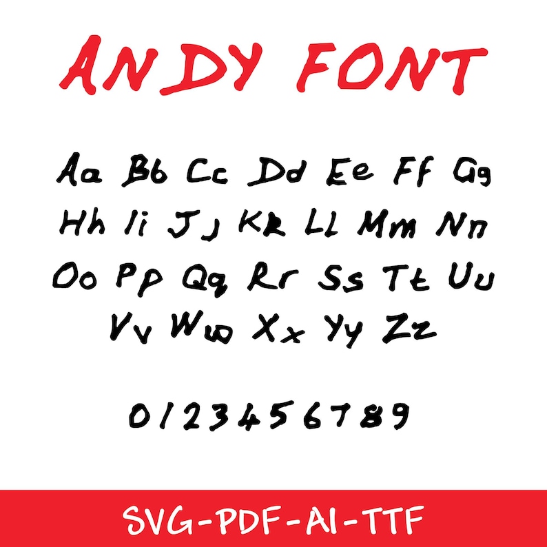 ANDY FONT SVG, Digital Download, Font Svg, Andy Svg, Alphabet Svg, Toy ...