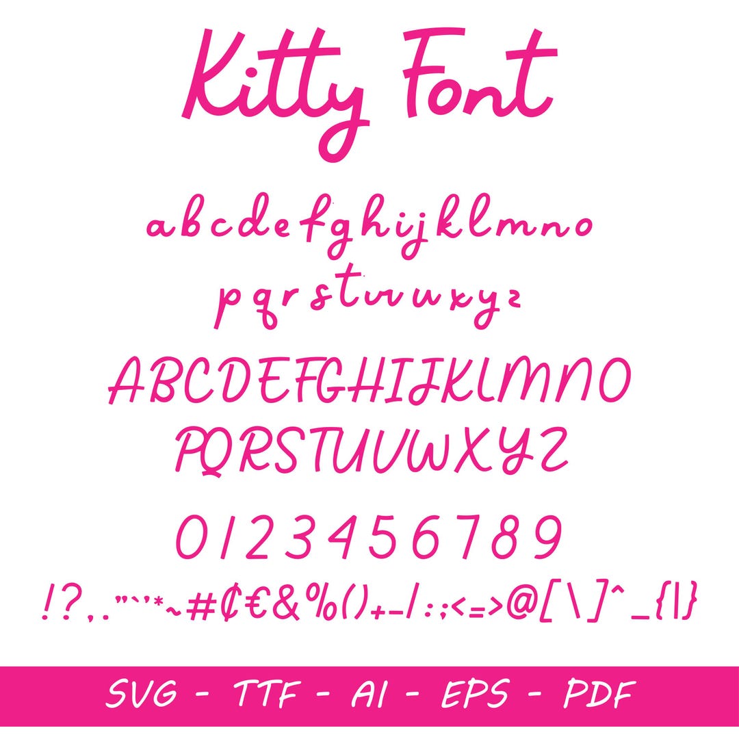 Kittie Font TTF and SVG File Cute Cat Lettering for Cricut, Kids and ...