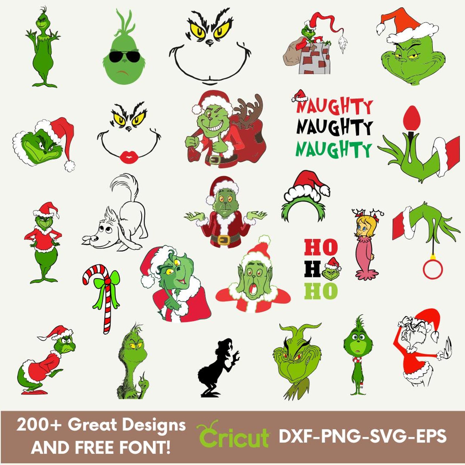 Grinch Font Bundle and SVG Exclusive – Christmas Clipart, Green Meanie ...