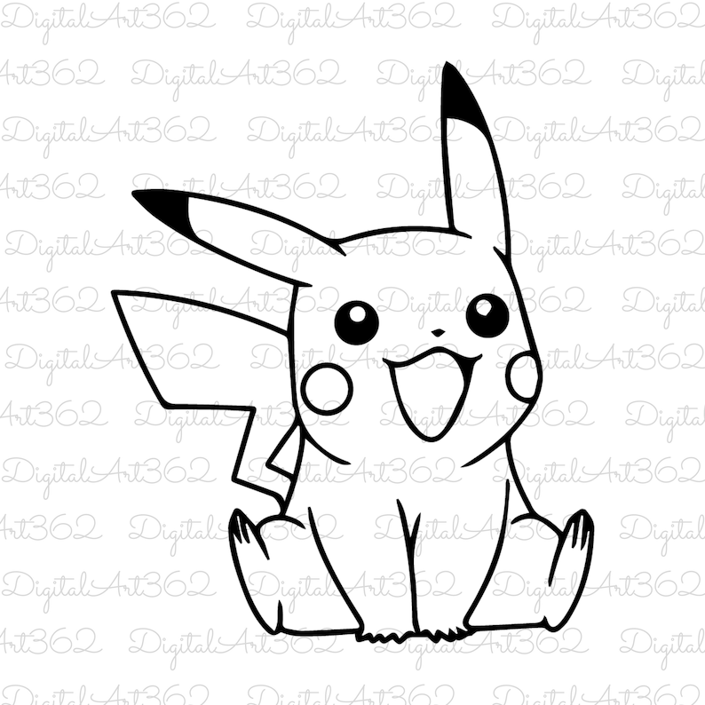 Pikachu Outline SVG Pikachu Svg Pikachu Png Pokemon Cricut - Etsy