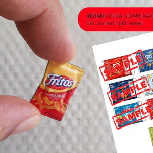Miniature Food & Chips 1:12 Printable Miniature Chips Snack Set ...
