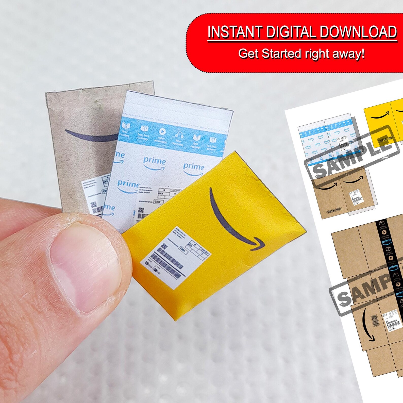 Mini AMAZON BOX and Envelopes Template | Digital Download File Amazon ...