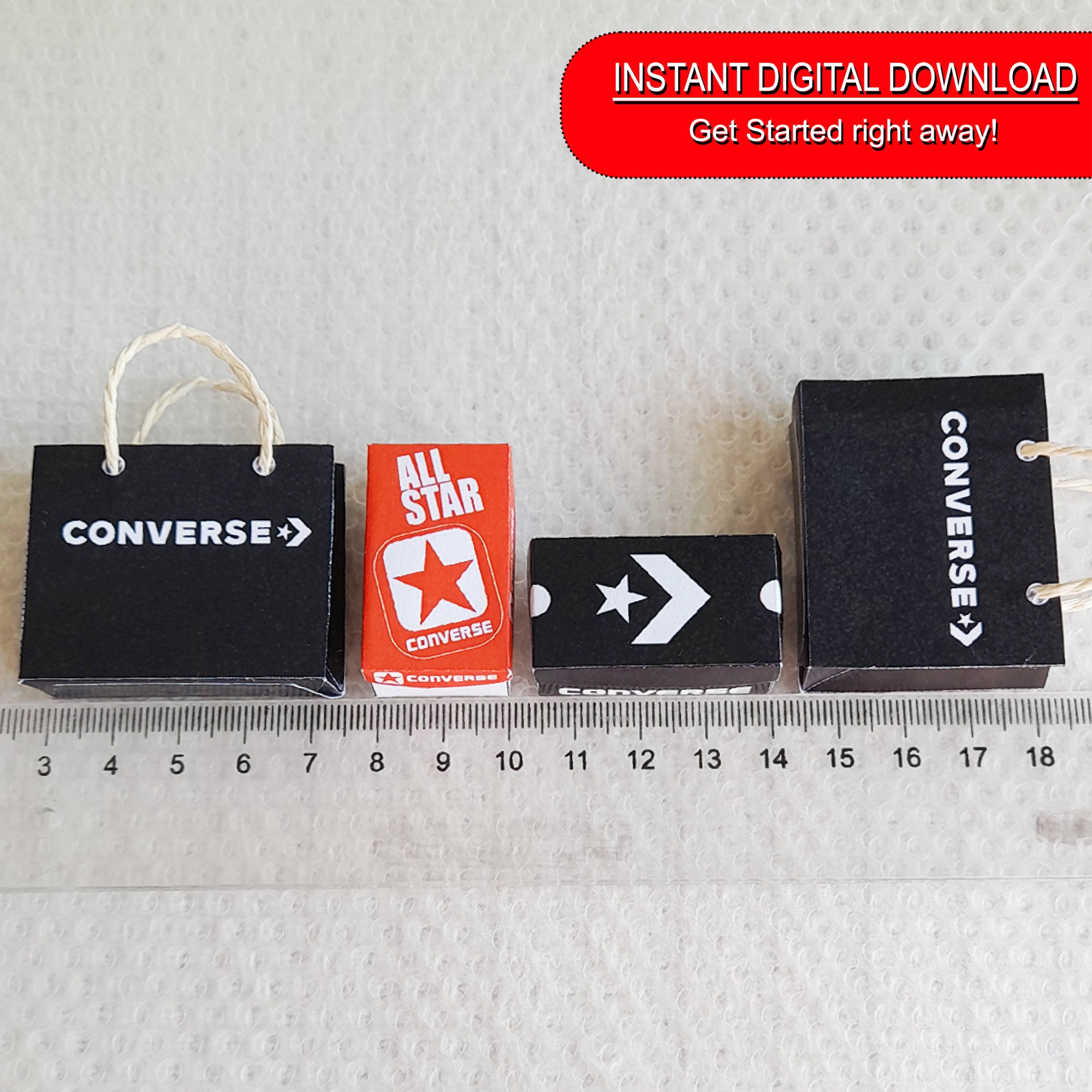 Miniature Shoe Box & Paper Bag Set Template | 5 Pieces Miniature ...