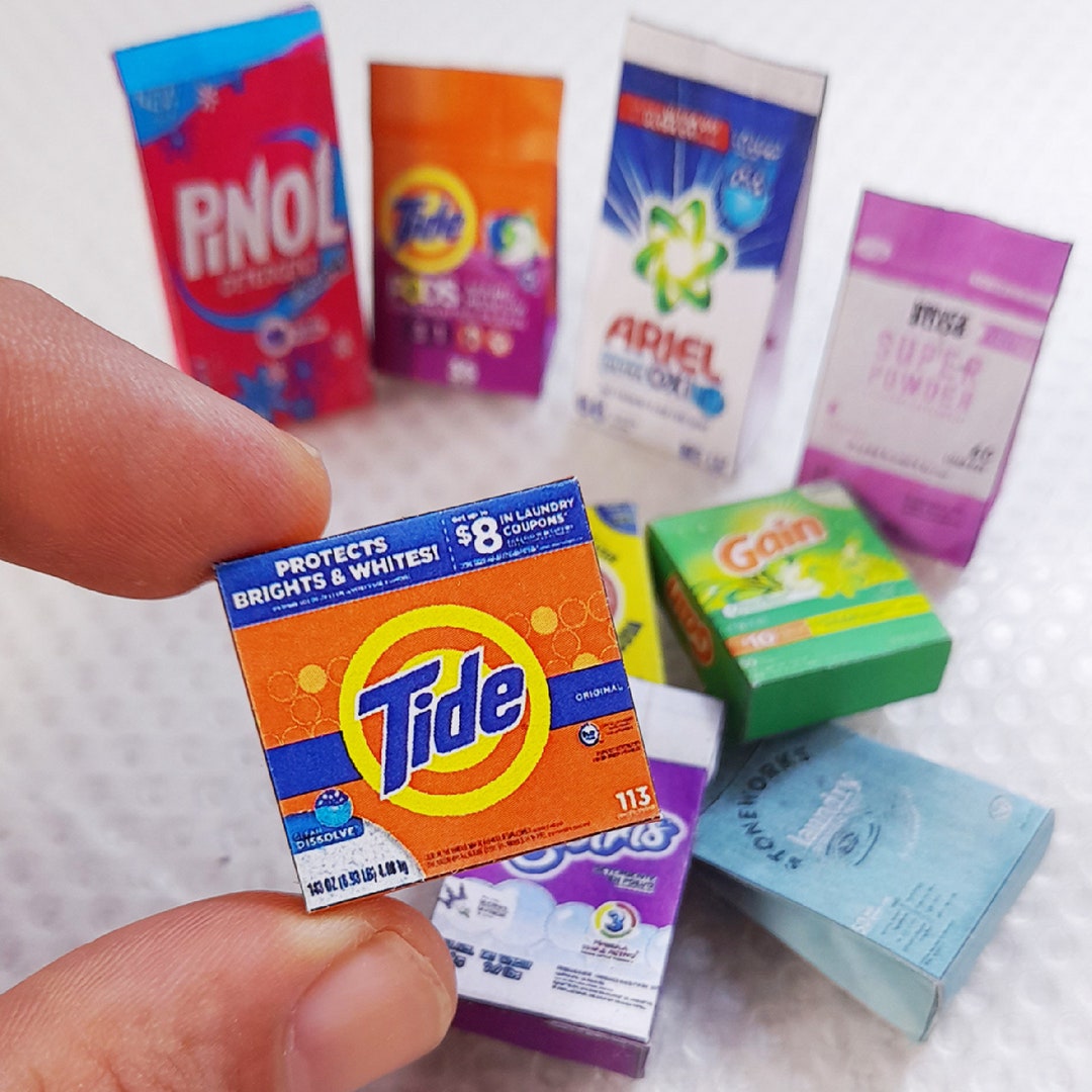 Miniature 9 Pieces Detergent Grocery Box Mini Laundry Detergent Box Set ...