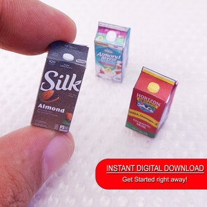8 Style Miniature Milk Box Template | Printable Miniature Groceries ...