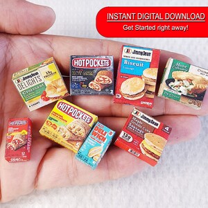 12 Style Miniature Food Box Template | Printable Dollhouse Miniatures ...