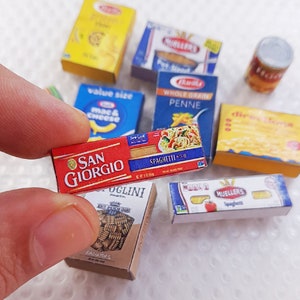 Miniature Pasta Box & Sauce Can Set: 10 Style Mini Food Templates ...