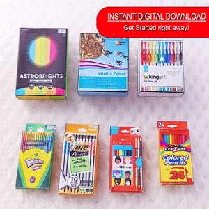 Miniature School Supply Template: 7 Style Set (digital Download) - Etsy