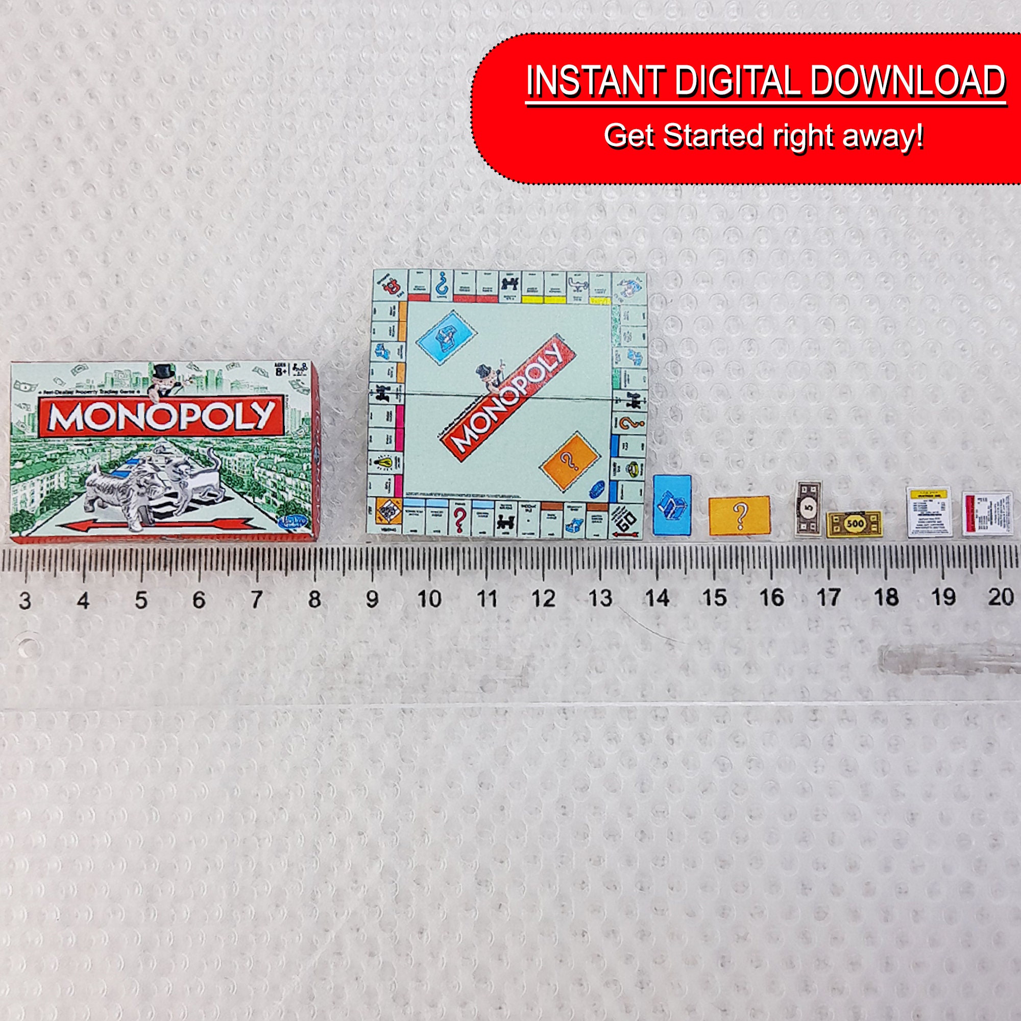 Miniature Monopoly Game Template: Printable Full Set (digital File ...
