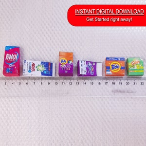 Miniature Detergent Box Template: 9 Piece Printable Grocery Set ...