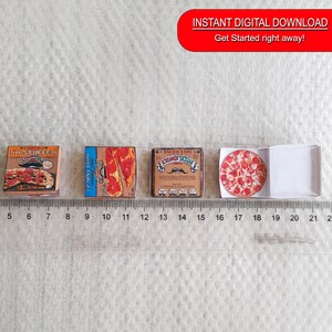 Mini Pizza Box > 4 Style Miniature Pizza Set Digital Download Printable ...