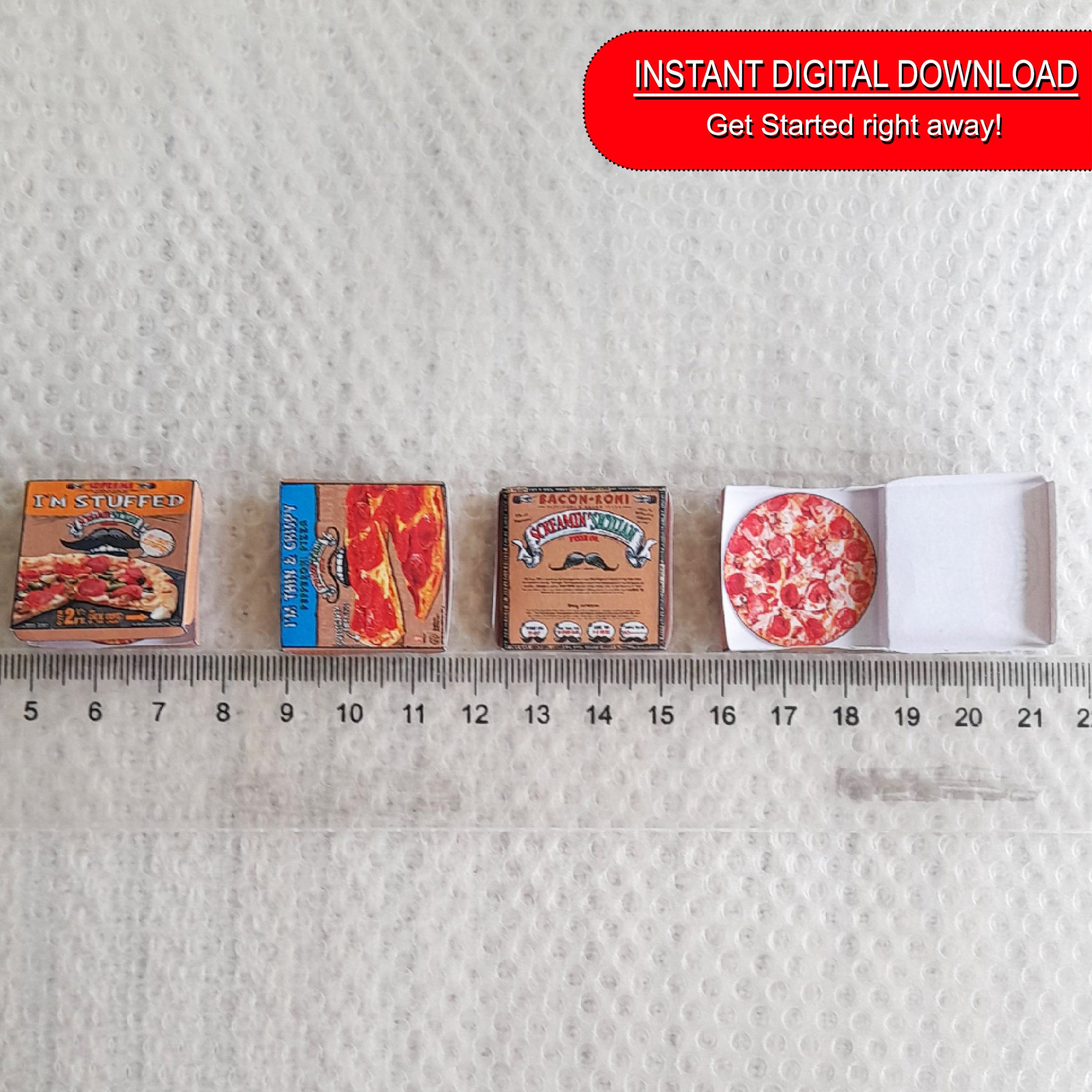 Mini Pizza Box 4 Style Miniature Pizza Set Digital - Etsy