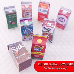 8 Style Miniature Milk Box Template Printable Miniature Groceries ...