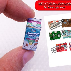 8 Style Miniature Milk Box Template | Printable Miniature Groceries ...